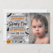 Spooky One! Halloween 1st Birthday Photo Invitation | Zazzle