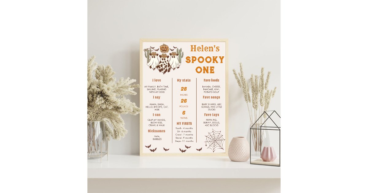 Spooky One Halloween Birthday Milestone Sign | Zazzle