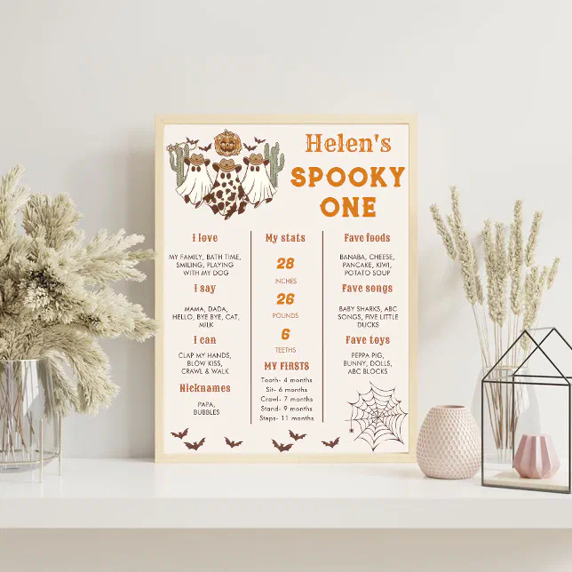 Spooky One Halloween Birthday Milestone Sign | Zazzle