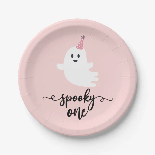 Spooky One Halloween Cute Ghost 1st Birthday Paper Plates | Zazzle