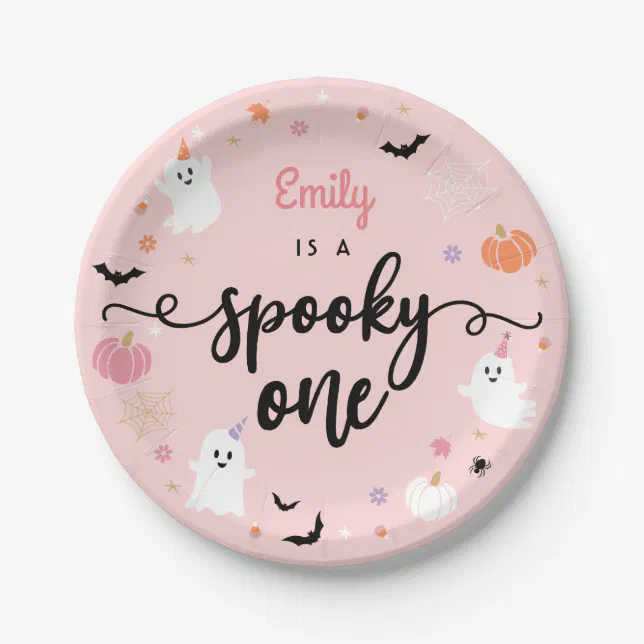 Spooky One Halloween Cute Ghost 1st Birthday Paper Plates | Zazzle