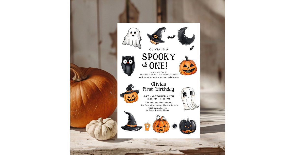 Spooky One Halloween First Birthday Invitation | Zazzle