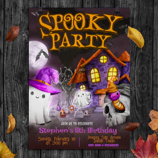 Spooky Party - Halloween Birthday Invitation | Zazzle