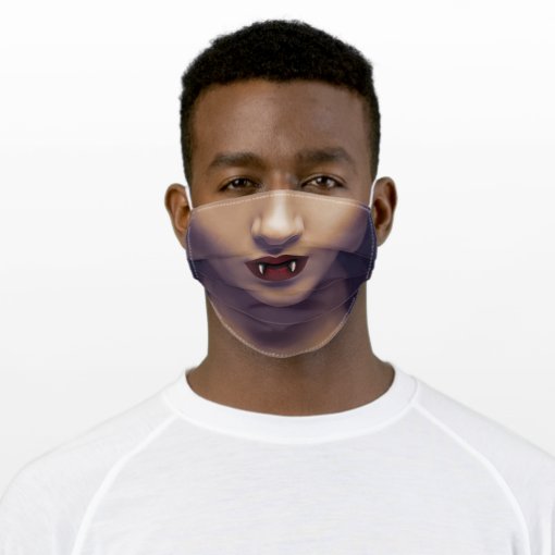 Spooky Pretty Vampire Fangs Halloween Gothic Adult Cloth Face Mask | Zazzle