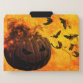 Spooky pumpkin and bats illustration file folder | Zazzle