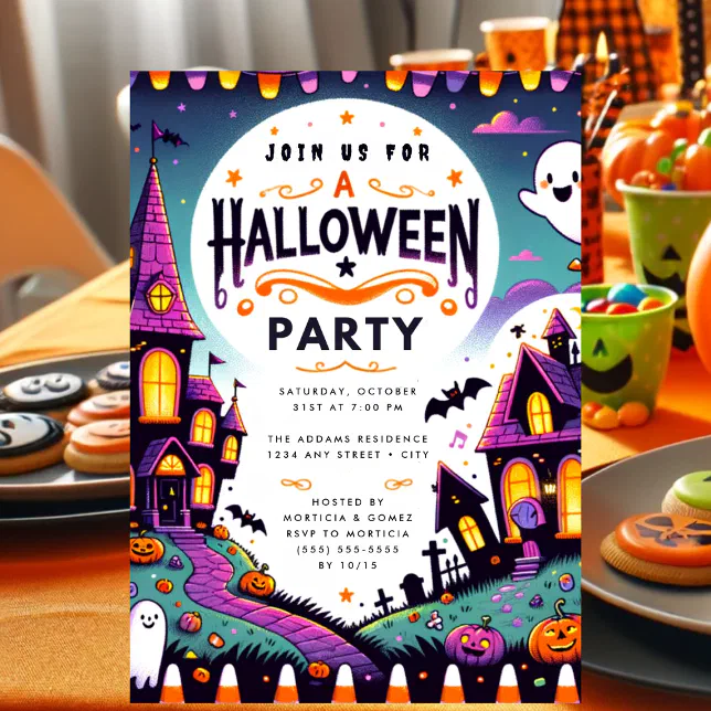 Spooky Pumpkin Ghost Halloween Invitation | Zazzle
