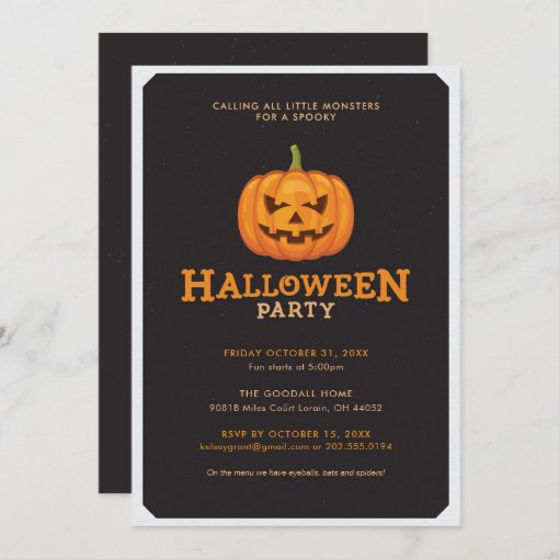 Spooky Pumpkin Kid's Halloween Party Invitation | Zazzle