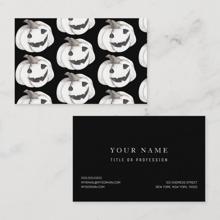 Spooky Pumpkin Pattern | Happy Halloween Business Card | Zazzle
