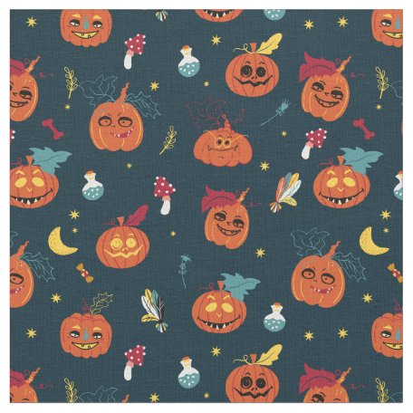 Spooky Bats In Moon Halloween Print Fabric | Zazzle