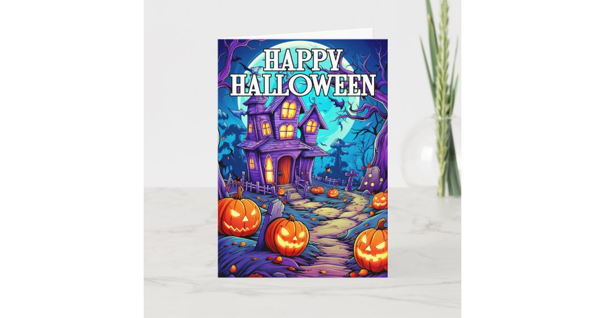 Spooky Pumpkins | Happy Halloween Card | Zazzle