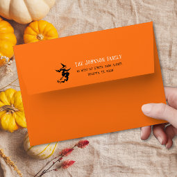 Spooky Scary Orange Halloween Party Return Address Envelope | Zazzle
