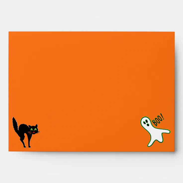 Spooky Scary Orange Halloween Party Return Address Envelope | Zazzle