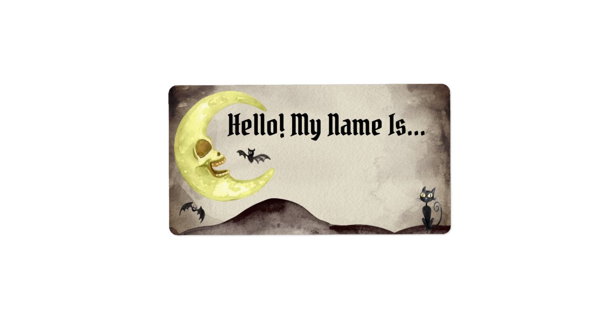 Spooky Sepia Halloween Hello My Name Is Name Tags | Zazzle