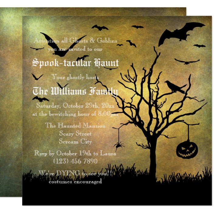 Spooky Silhouettes Grungy Halloween Invitation | Zazzle.com