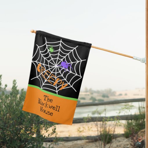 Spooky Spider Web House Flag | Zazzle
