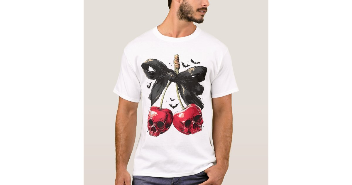 Spooky Summer Skull Cherry Halloween T-Shirt | Zazzle