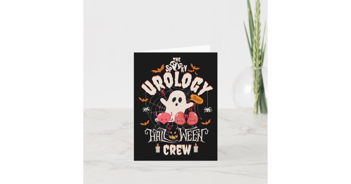 Spooky Urology Halloween Crew Cute Ghost Nurse Stu Card | Zazzle