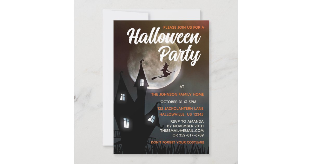 Spooky Witch Halloween Party Invitation | Zazzle