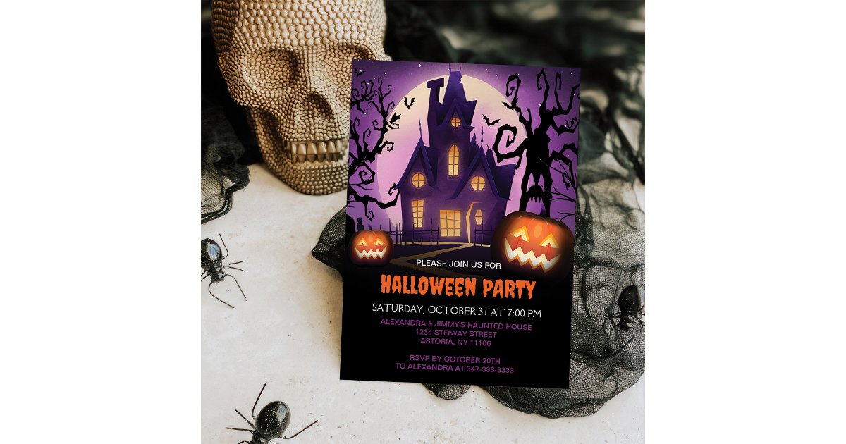 Spooky Witch's Haunted House Halloween Party Invitation | Zazzle
