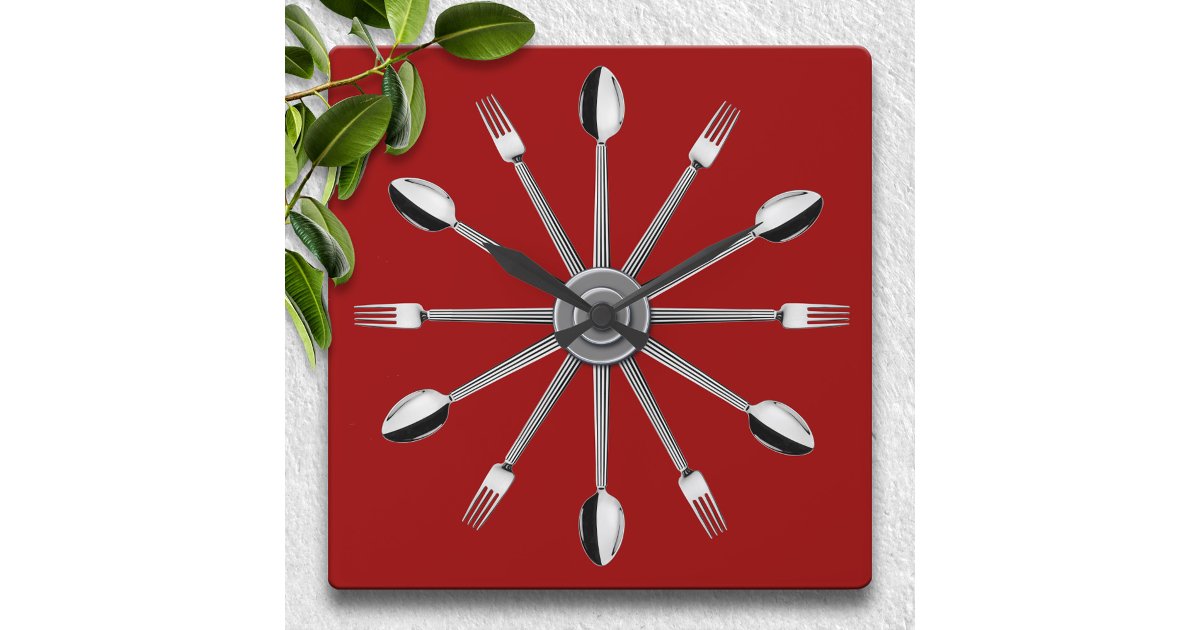 Spoon and Fork Kitchen Wall Clock | Zazzle