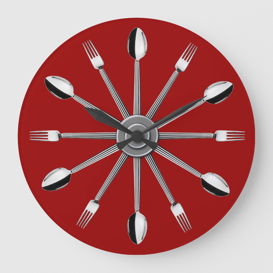 Spoon and Fork Kitchen Wall Clock | Zazzle