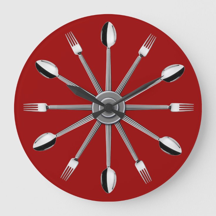 Spoon and Fork Kitchen Wall Clock | Zazzle