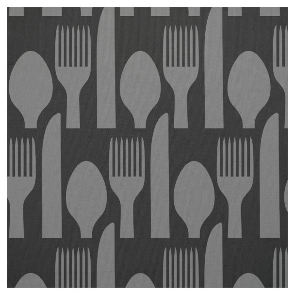 Knife Fork Spoon Kitchen Cutlery Utensils Fabric | Zazzle