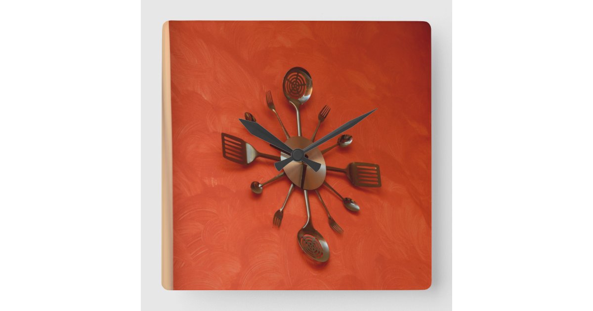Spoons and forks clock | Zazzle