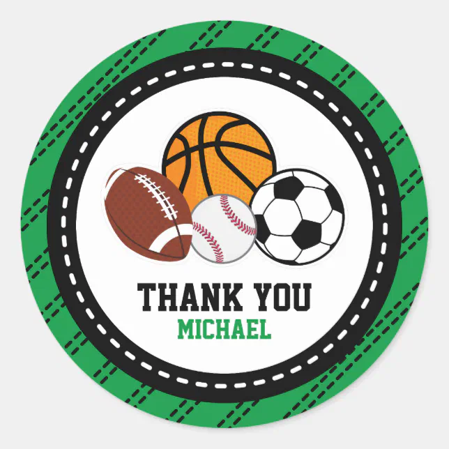 Sport All Star Party Thank You Favor Tag | Zazzle