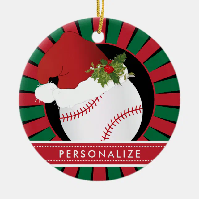 Sport Baseball Christmas Santa Hat Ceramic Ornament | Zazzle