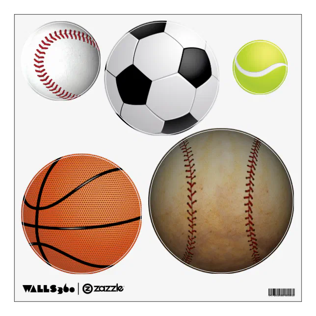 Sport Baseball Soccer Basketball Tennis Balls Wall Decal | Zazzle