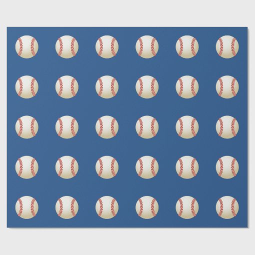 Sport Baseball Theme Navy Blue Wrapping Paper | Zazzle