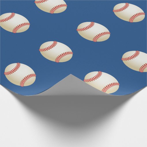 Sport Baseball Theme Navy Blue Wrapping Paper | Zazzle