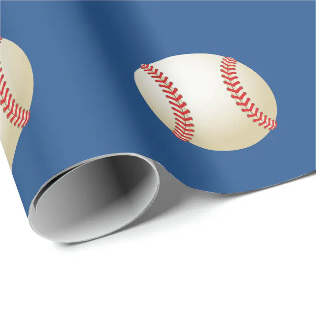 Sport Baseball Theme Navy Blue Wrapping Paper | Zazzle