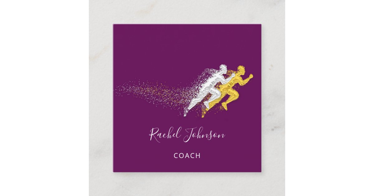 Sport Coach Athlete School Logo Instructor QR Code Square Business Card ...