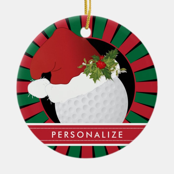 Sport Golf Christmas Santa Hat Ceramic Ornament | Zazzle