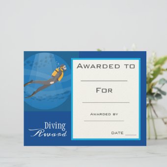 Sport scuba diving certificate award | Zazzle