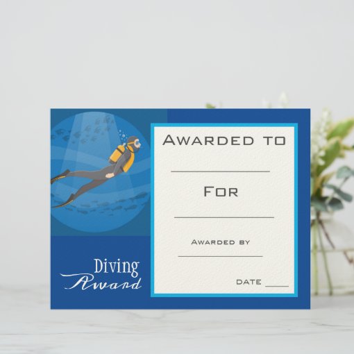 Sport scuba diving certificate award | Zazzle