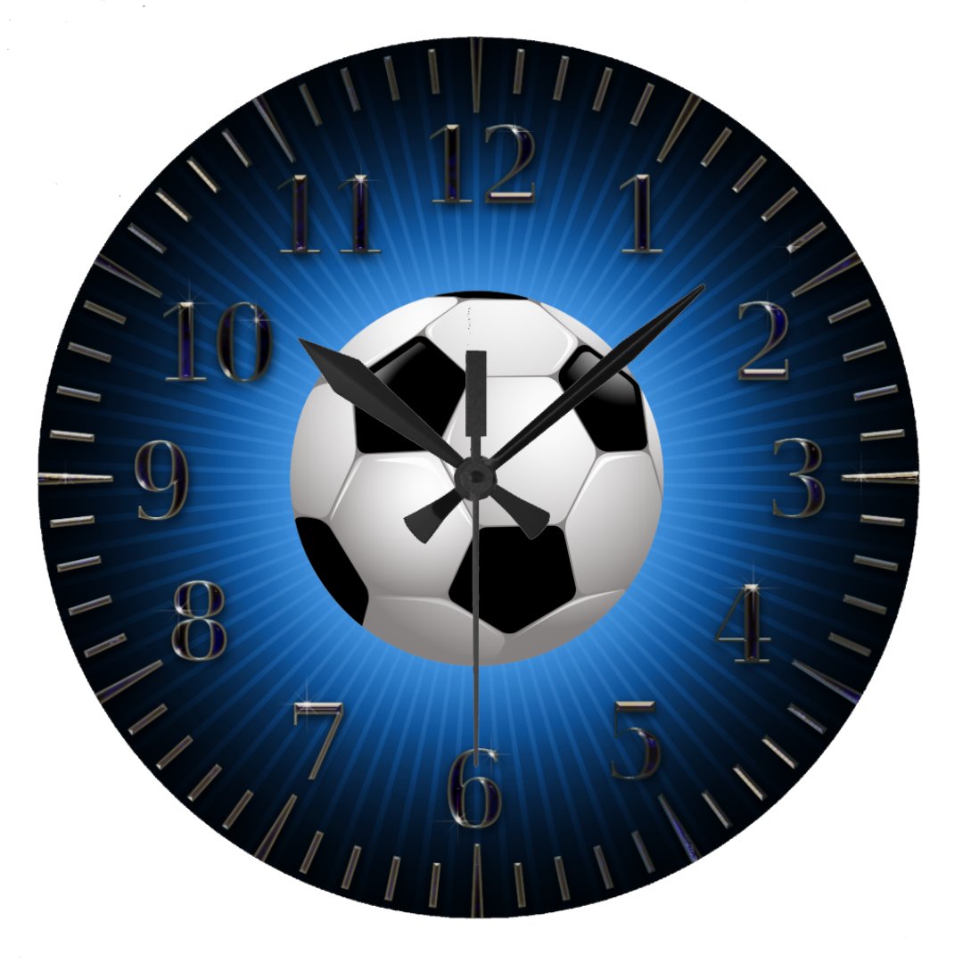 Sport Soccer | Football Modern Blue Wall Clock | Zazzle