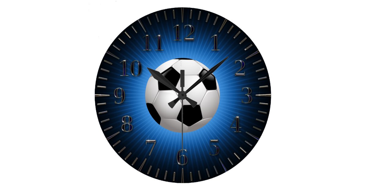 Sport Soccer | Football Modern Blue Wall Clock | Zazzle