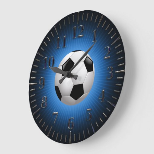 Sport Soccer | Football Modern Blue Wall Clock | Zazzle
