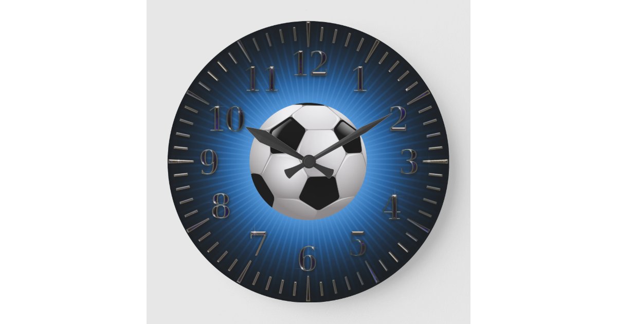 Sport Soccer | Football Modern Blue Wall Clock | Zazzle