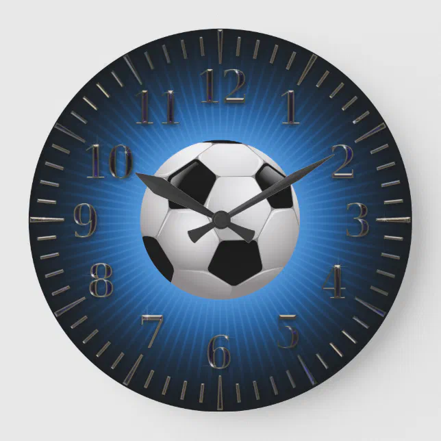 Sport Soccer | Football Modern Blue Wall Clock | Zazzle