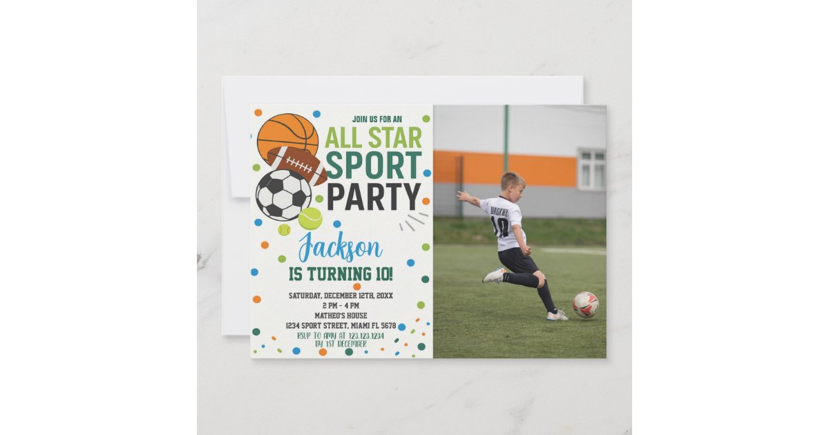 Sports All-Stars Birthday Invitation | Zazzle