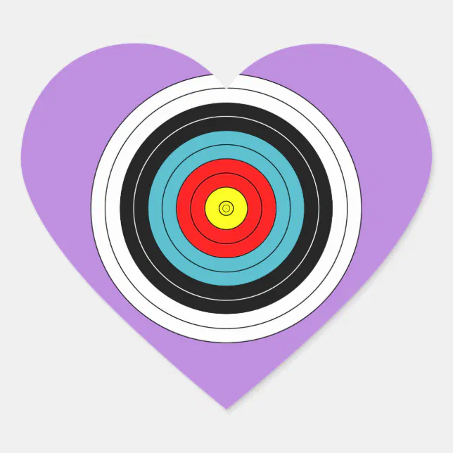 Sports Archery Target on Lavender Purple Heart Heart Sticker | Zazzle