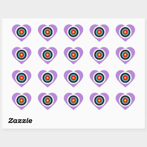 Sports Archery Target on Lavender Purple Heart Heart Sticker | Zazzle