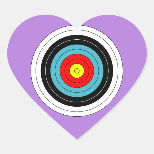 Sports Archery Target on Lavender Purple Heart Heart Sticker | Zazzle.com