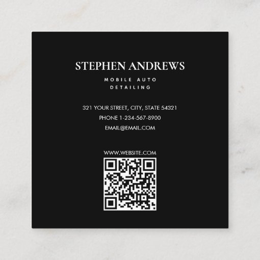 Sports Auto Detailing Car Cleaning Repair QR Code Square Business Card ...