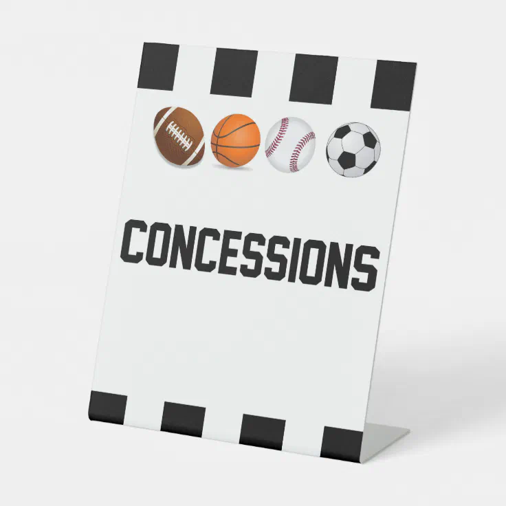 Sports Baby Shower Birthday Concession Stand Food Pedestal Sign | Zazzle