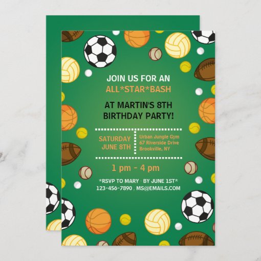Sports Background Invitation | Zazzle